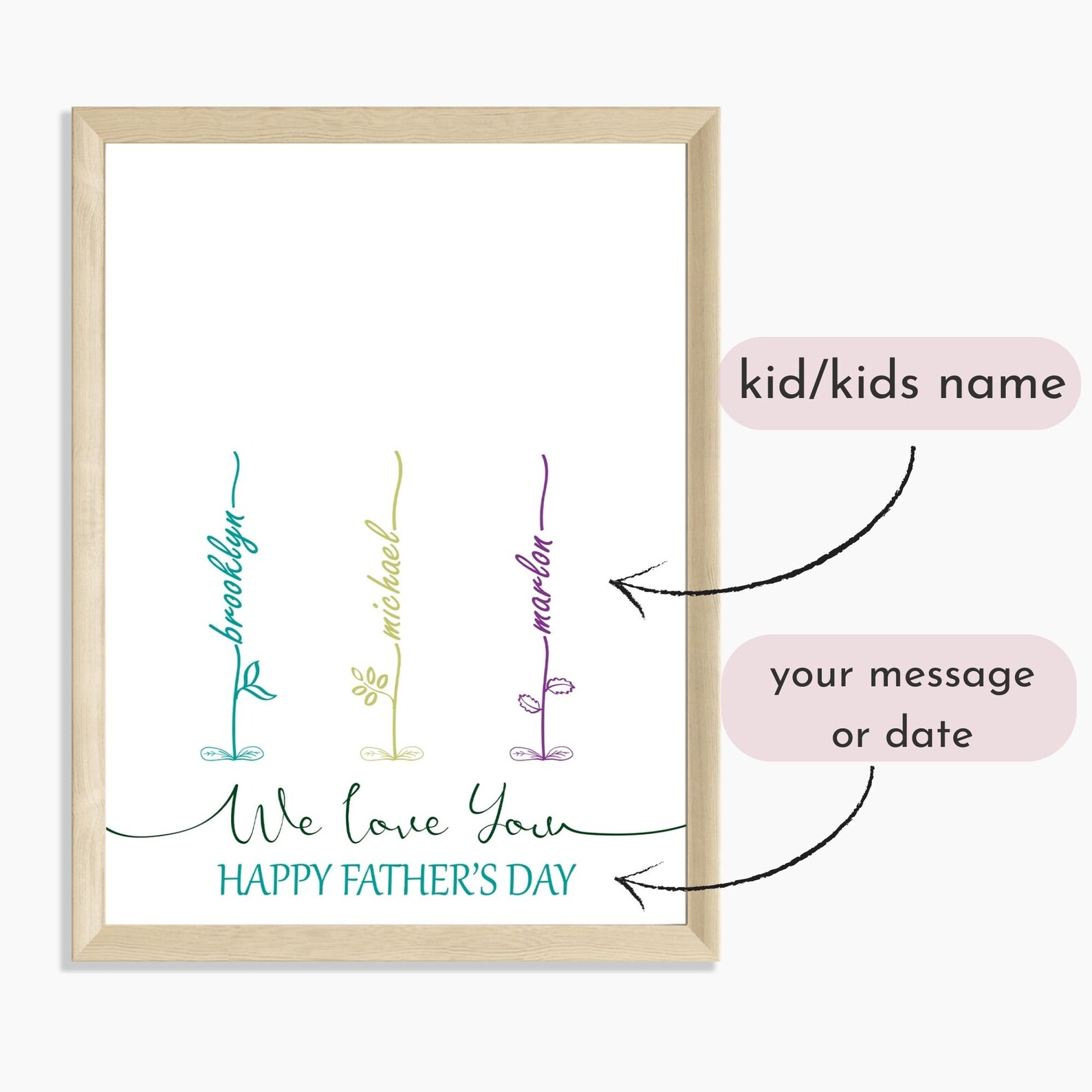 Custom Names Fathers Day Handprint Craft Art for Dad Handprint Fathers ...