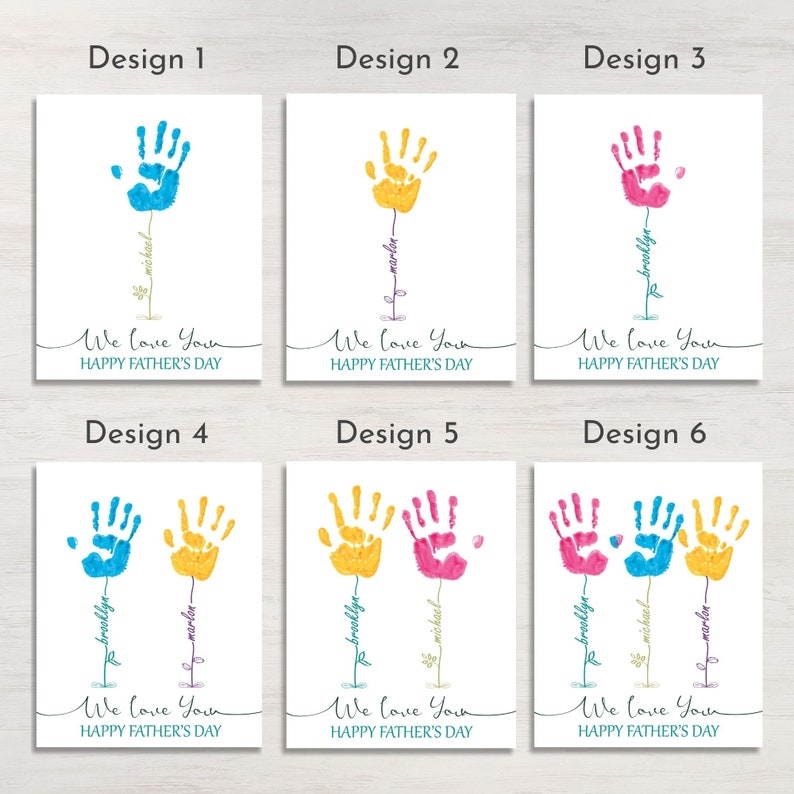 Custom Names Fathers Day Handprint Craft Art for Dad Handprint Fathers ...