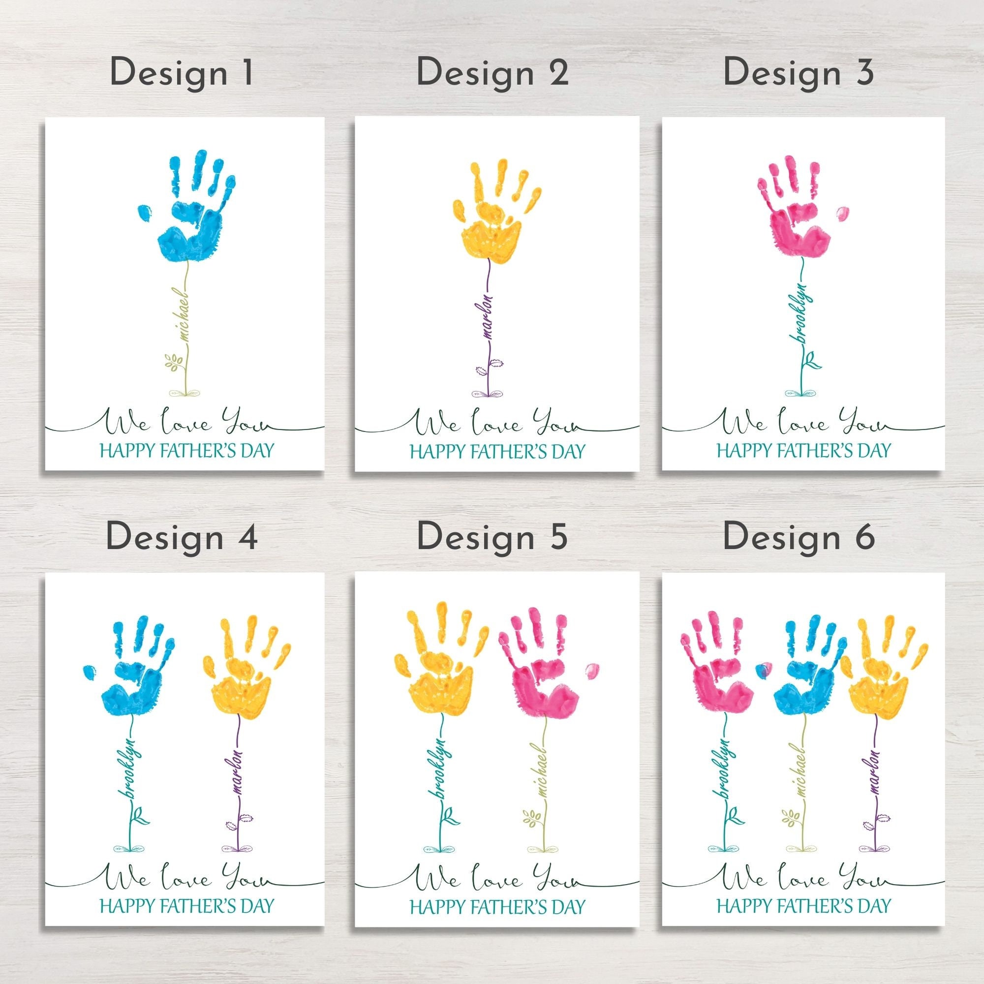 Custom Names Fathers Day Handprint Craft Art for Dad Handprint Fathers ...