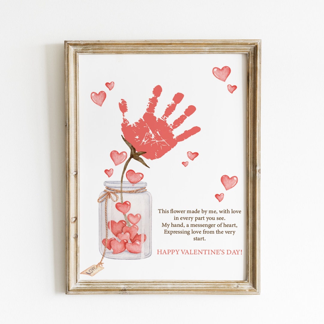 Flower Handprint Craft, DIY Valentines Day Handprint Craft, Baby ...