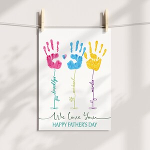 Custom Names Fathers Day Handprint Craft Art for Dad Handprint Fathers ...