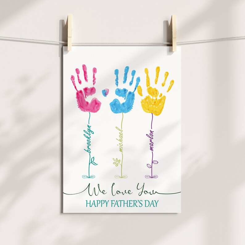 Custom Names Fathers Day Handprint Craft Art for Dad Handprint Fathers ...