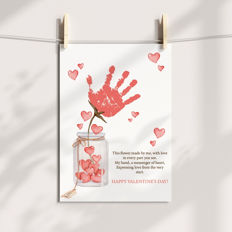 Flower Handprint Craft, DIY Valentines Day Handprint Craft, Baby ...