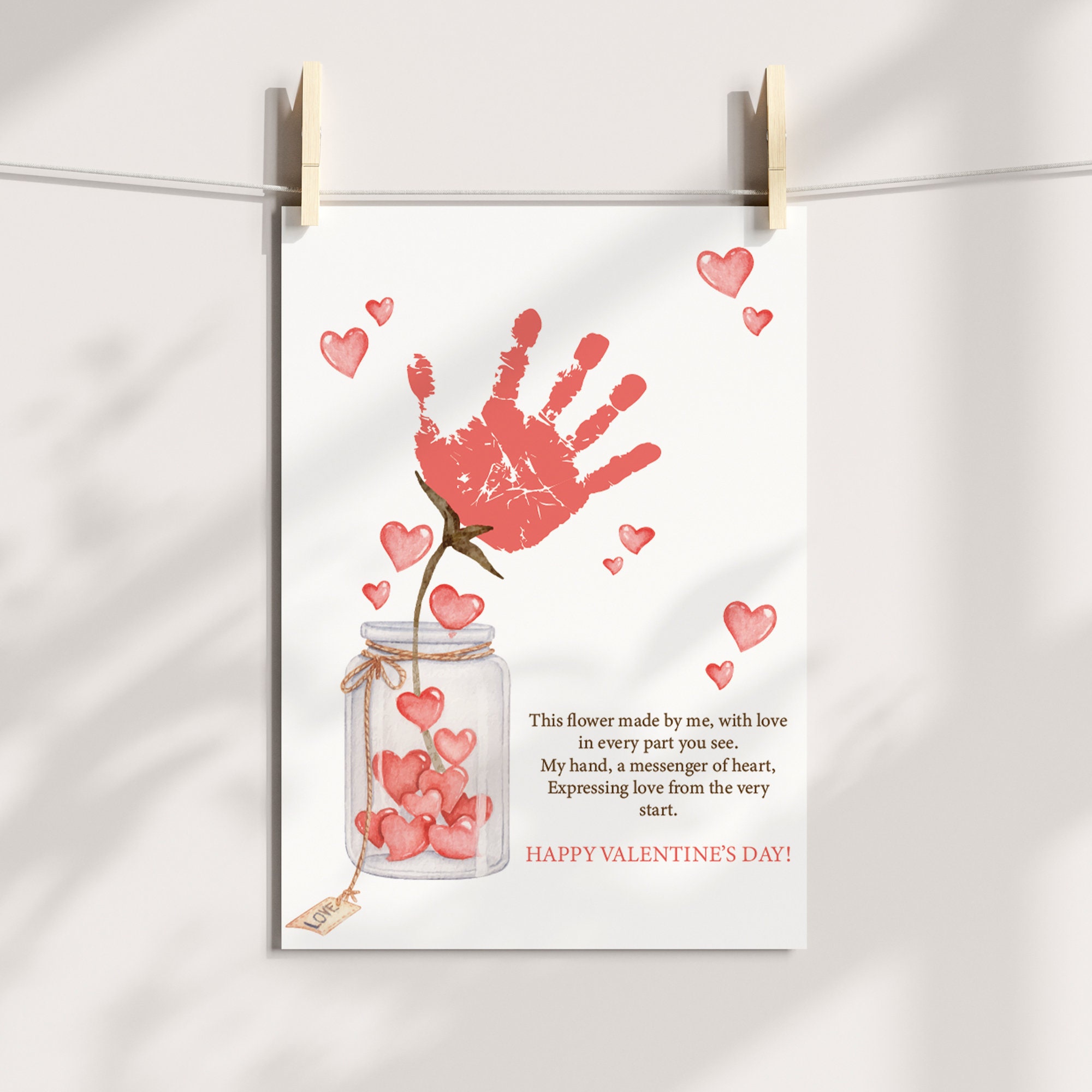 Flower Handprint Craft, DIY Valentines Day Handprint Craft, Baby ...