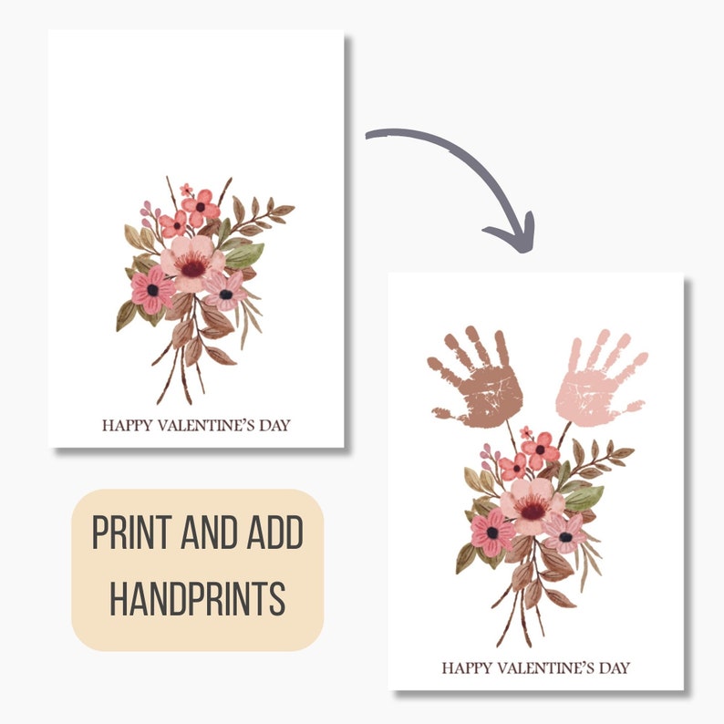 Valentine Flower Handprint Art Craft, Valentines Day Handprint for ...