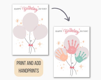 Happy Birthday Handprint Art Custom Birthday Gift Handprint Keepsake ...