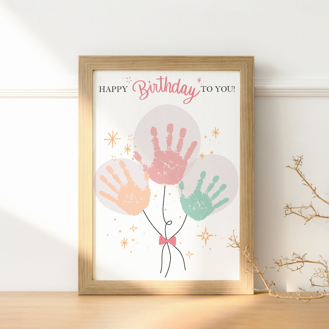 Happy Birthday Handprint Art, Custom Birthday Gift, Handprint Keepsake ...