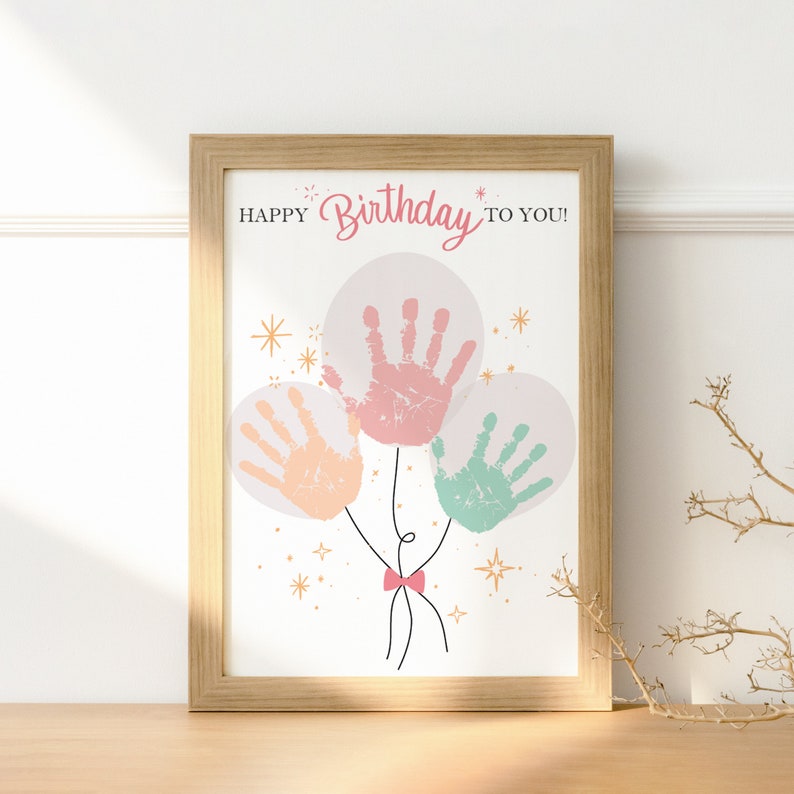 Happy Birthday Handprint Art, Custom Birthday Gift, Handprint Keepsake ...