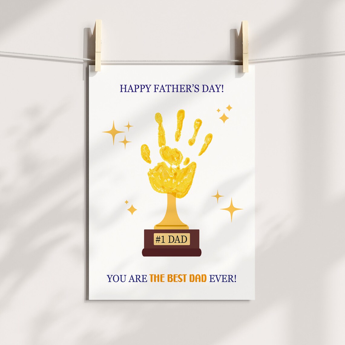 Fathers Day Trophy Handprint Art for Dad, Fathers Day Handprint Craft ...
