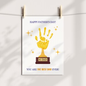 Fathers Day Trophy Handprint Art for Dad, Fathers Day Handprint Craft ...