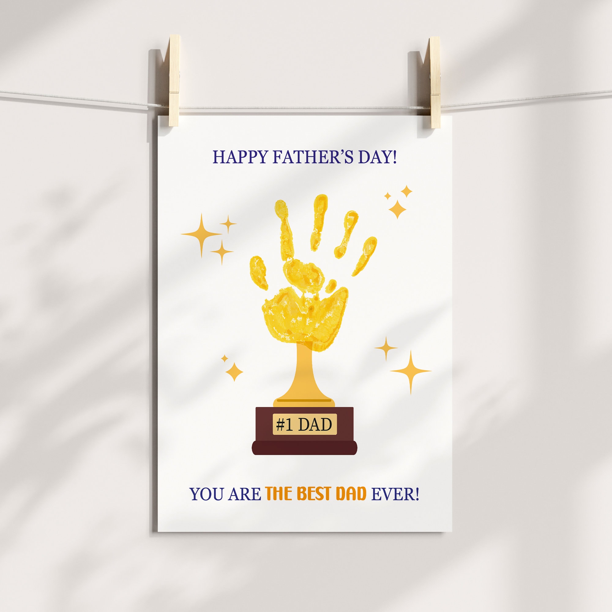 Fathers Day Trophy Handprint Art for Dad, Fathers Day Handprint Craft ...