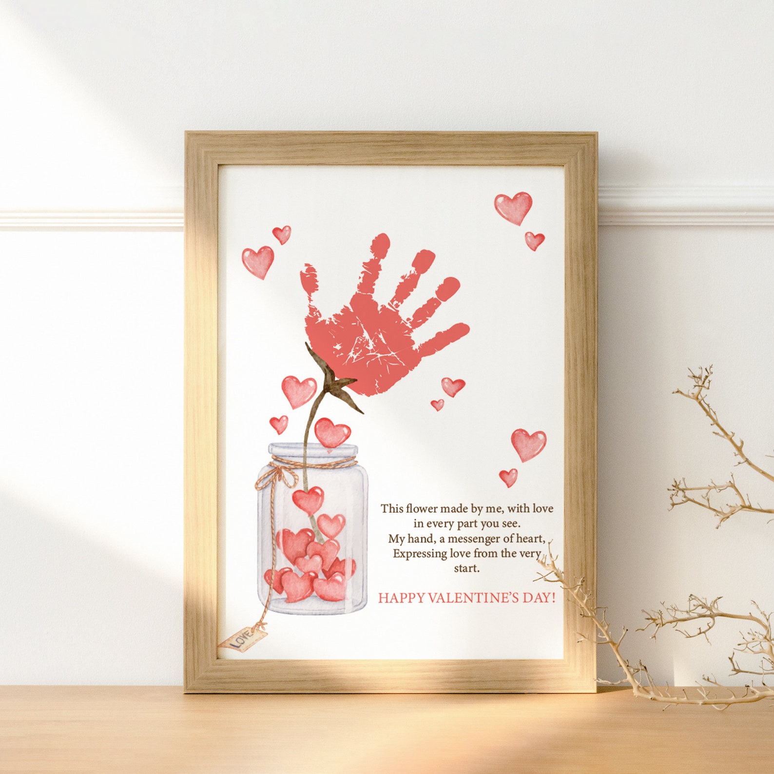 Flower Handprint Craft, DIY Valentines Day Handprint Craft, Baby ...