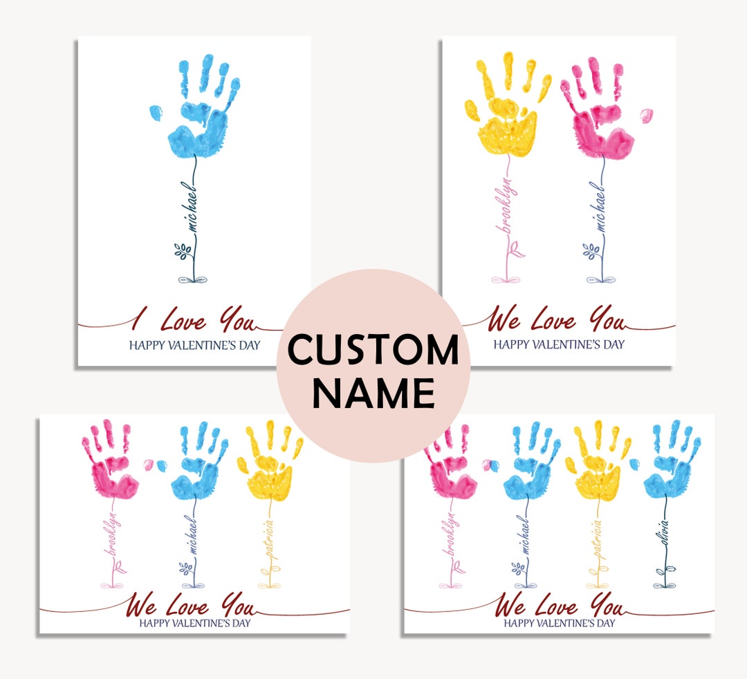 Custom Names Valentines Day Handprint Craft Art, Printable Valentines ...