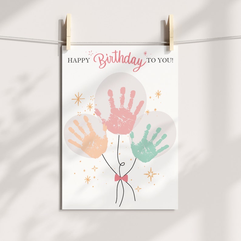 Happy Birthday Handprint Art, Custom Birthday Gift, Handprint Keepsake ...