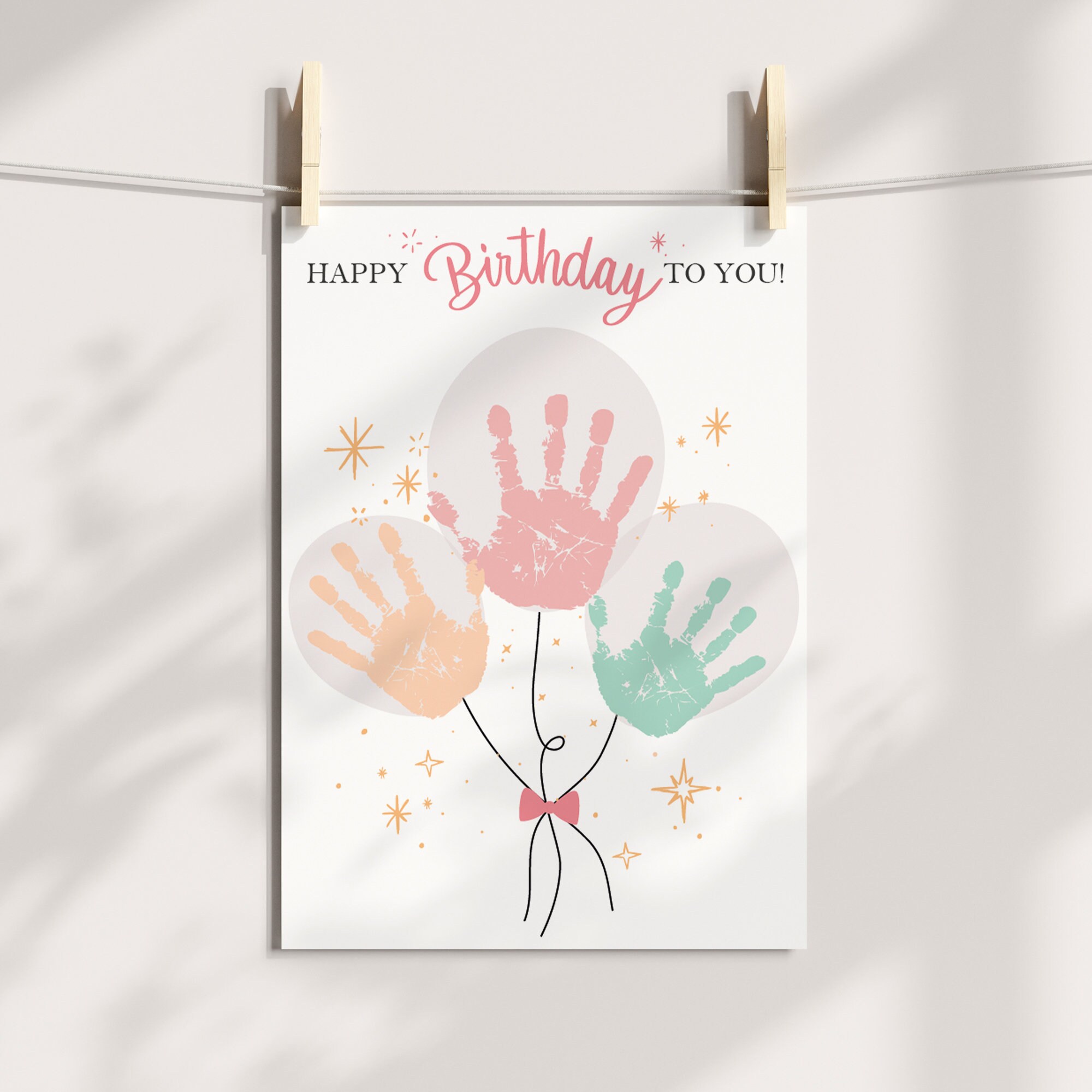 Happy Birthday Handprint Art, Custom Birthday Gift, Handprint Keepsake ...