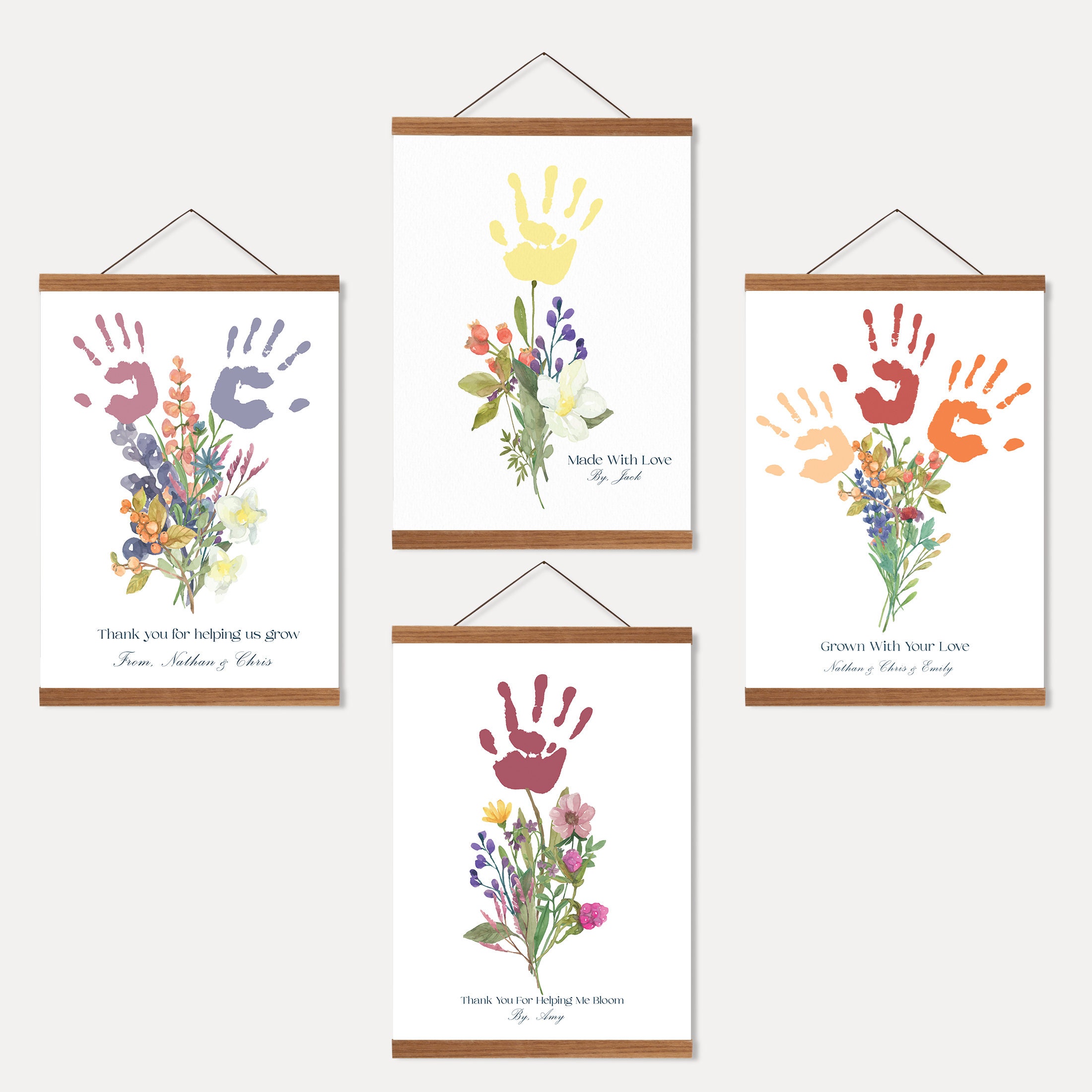 Mothers Day Flower Handprint Craft Art for Mom, Handprint Craft Grandma ...