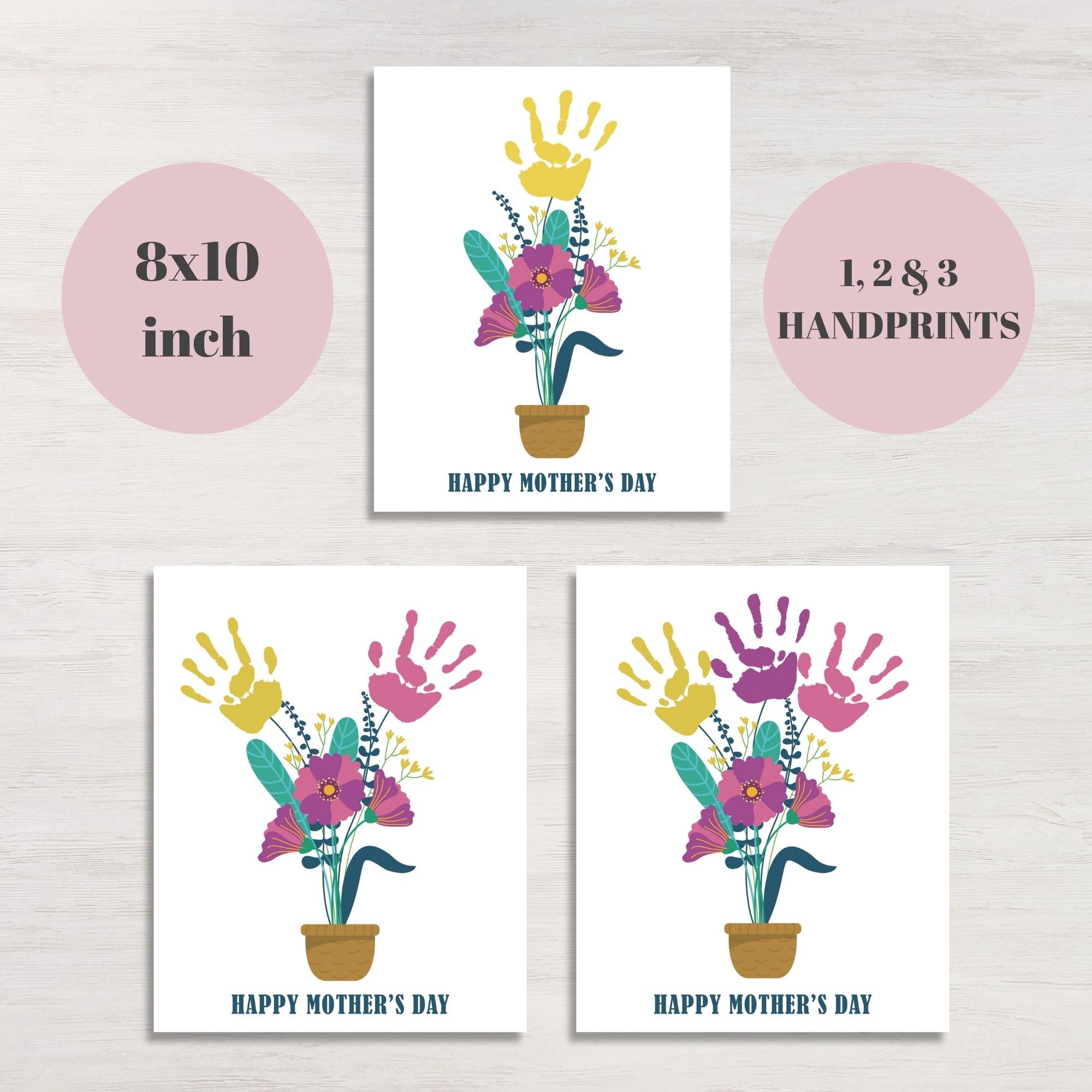 Mothers Day Flower Handprint Craft Art for Mom, Handprint Craft Grandma ...