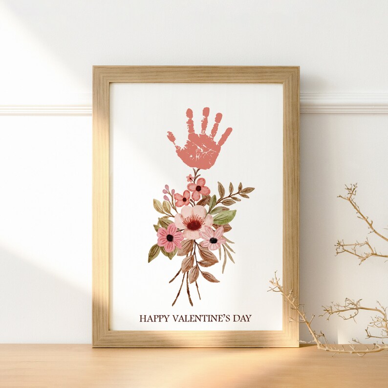 Valentine Flower Handprint Art Craft, Valentines Day Handprint for ...