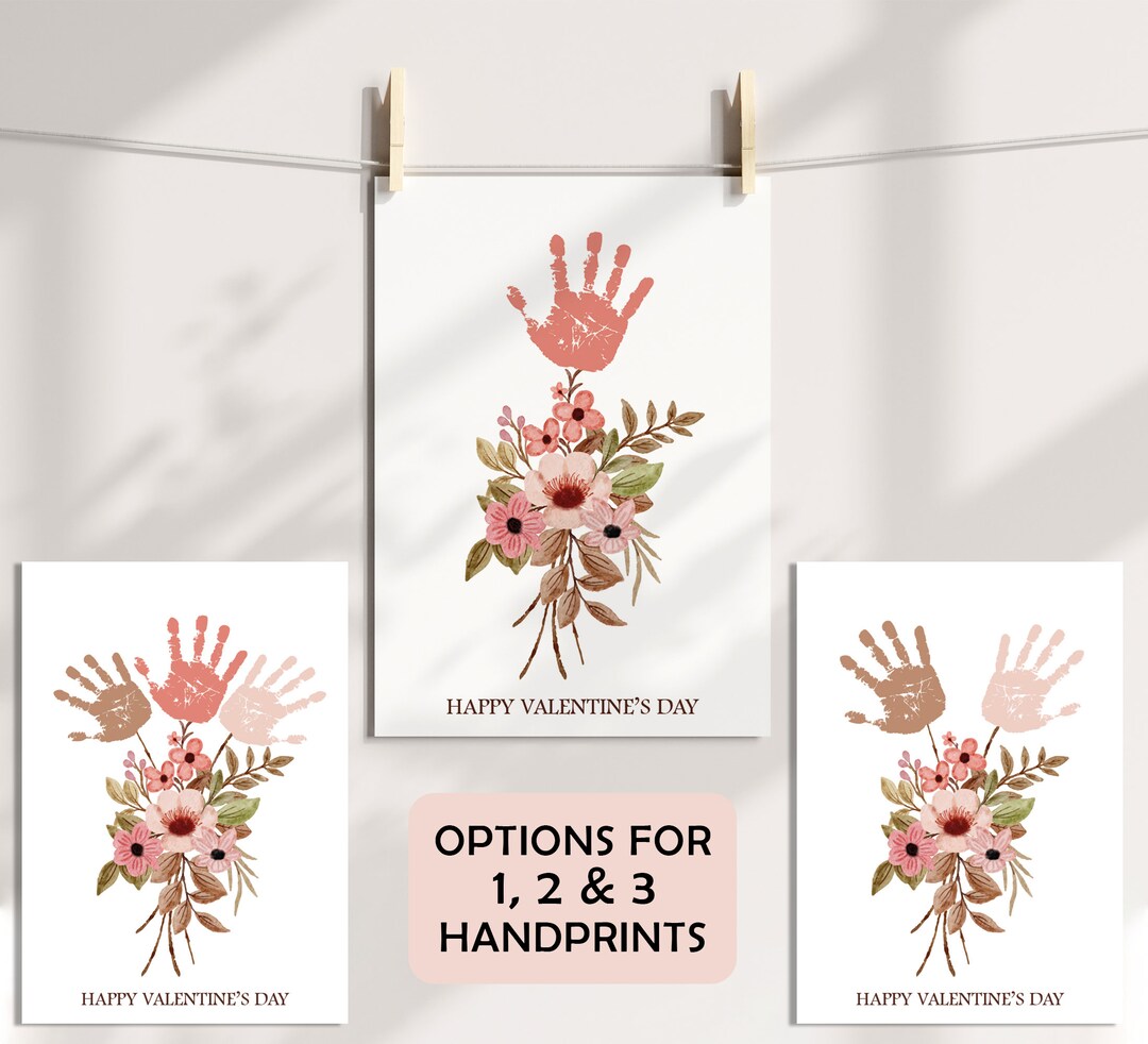 Valentine Flower Handprint Art Craft, Valentines Day Handprint for ...
