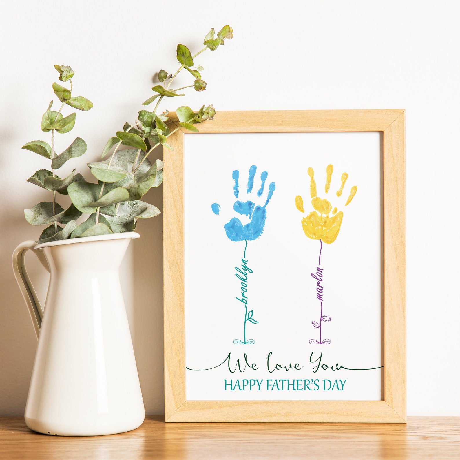 Custom Names Fathers Day Handprint Craft Art for Dad Handprint Fathers ...