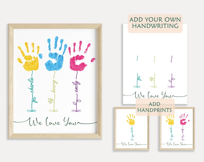 Custom Names Fathers Day Handprint Craft Art for Dad Handprint Fathers ...