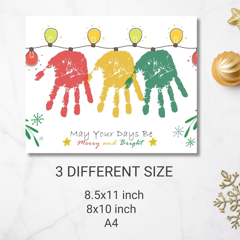 Christmas Lights Handprint Art Craft, Christmas Handprint Craft, First ...