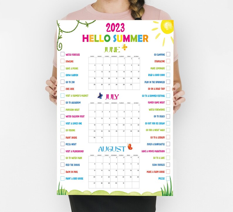 Printable 2023 Summer Planner Kids, Summer Activities Calendar, Summer ...