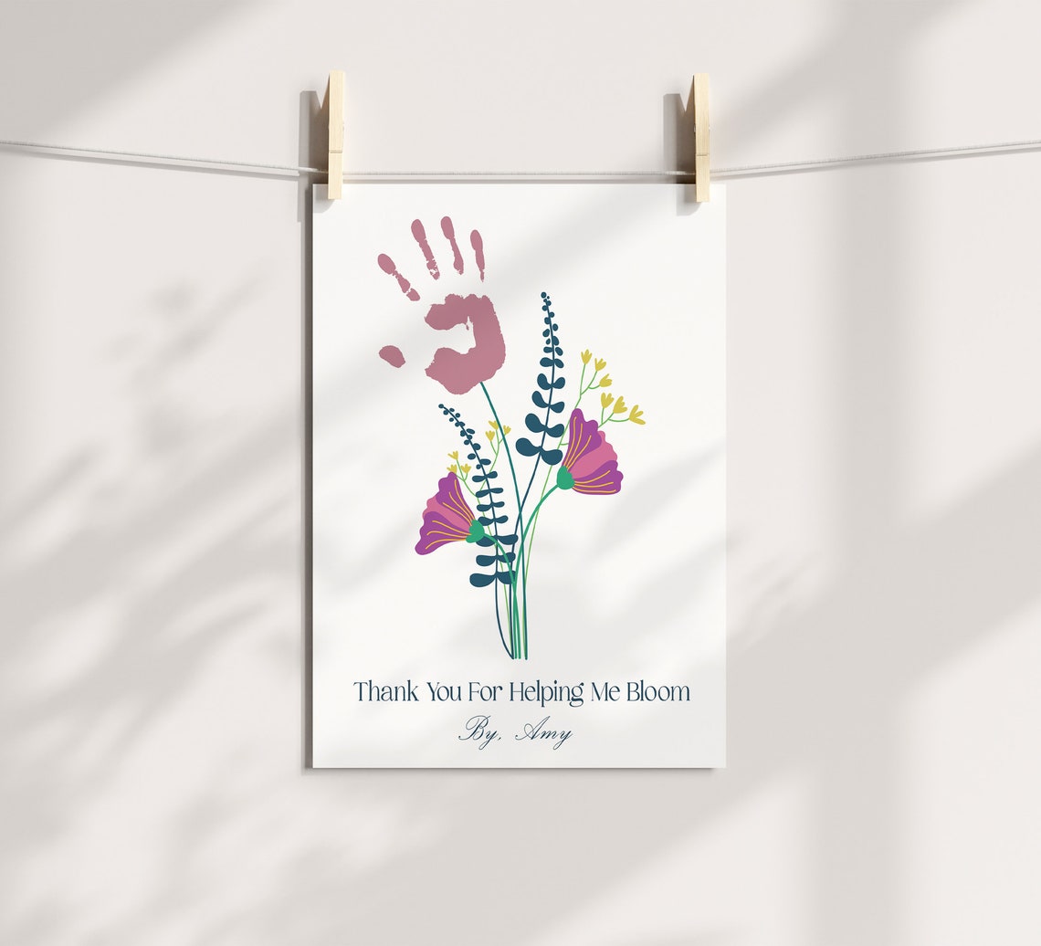 Mothers Day Flower Handprint Craft Art for Mom Handprint - Etsy
