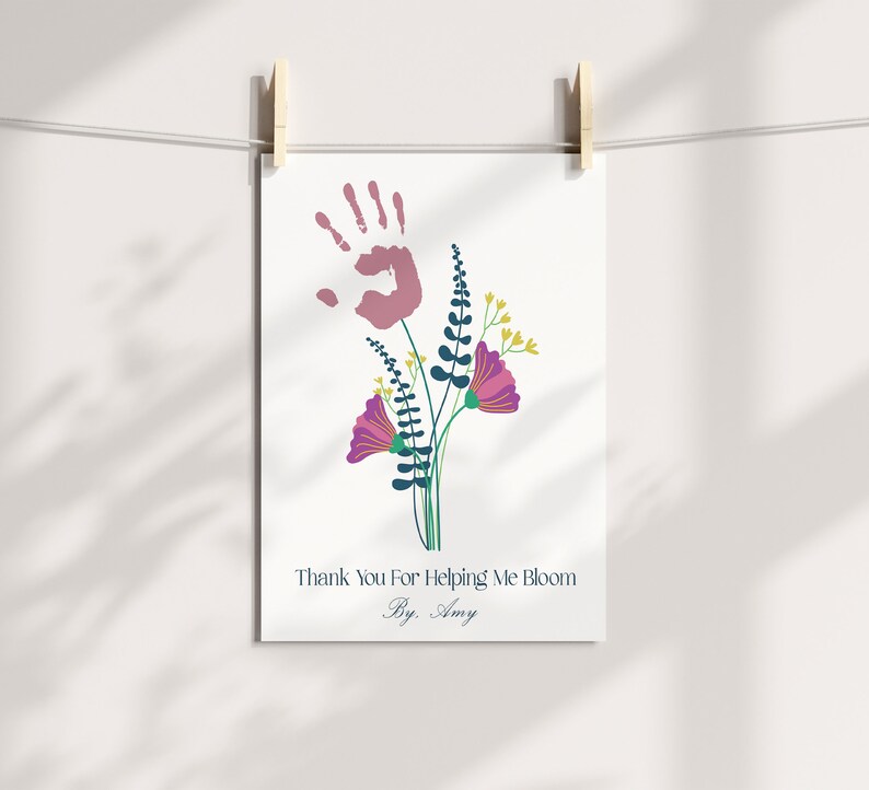 Mothers Day Flower Handprint Craft Art for Mom Handprint - Etsy