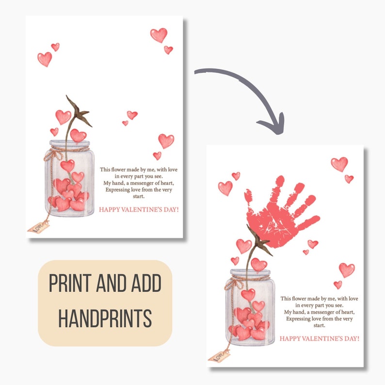 Flower Handprint Craft, DIY Valentines Day Handprint Craft, Baby ...