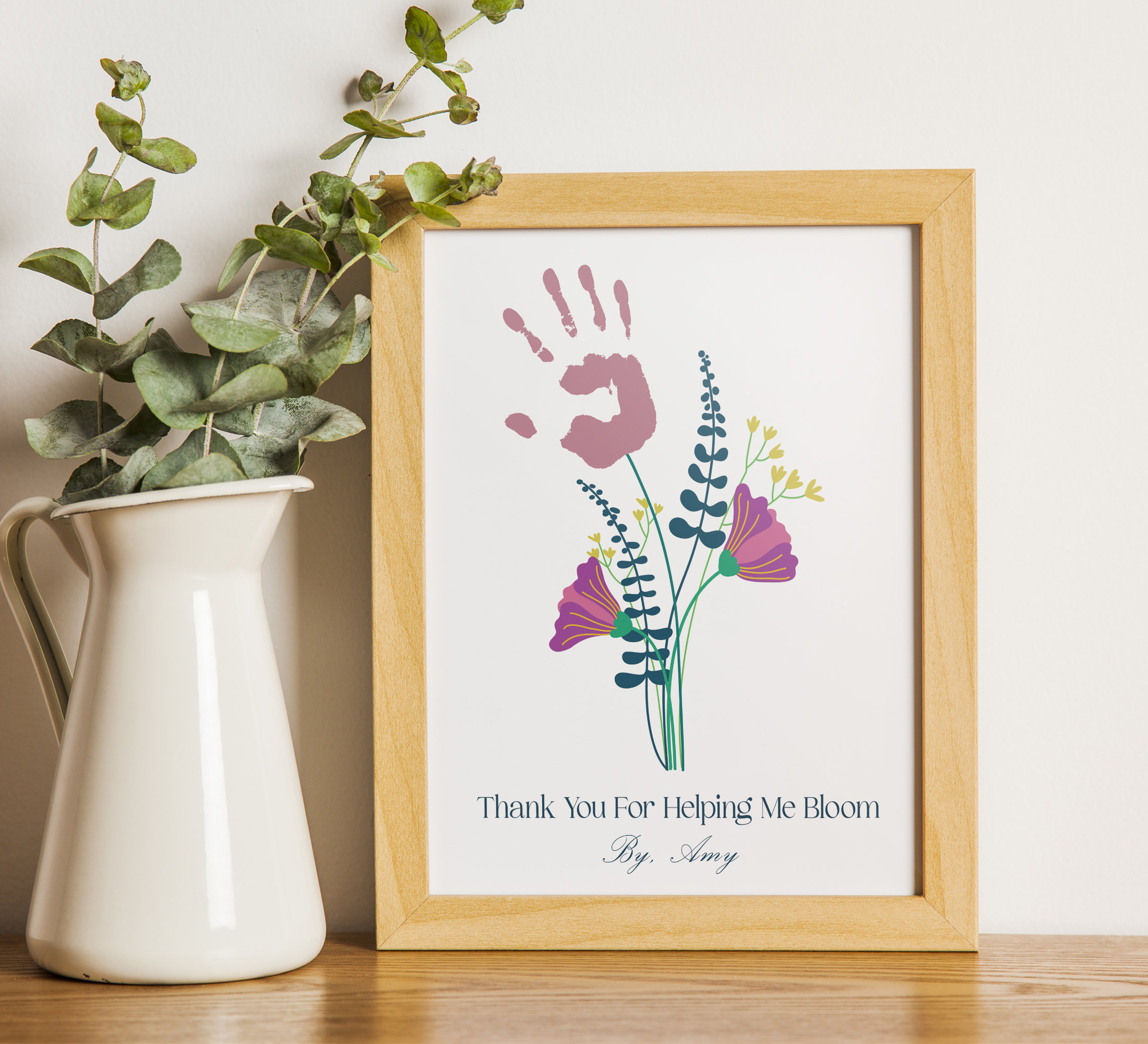 Mothers Day Flower Handprint Craft Art for Mom, Handprint Craft Grandma ...
