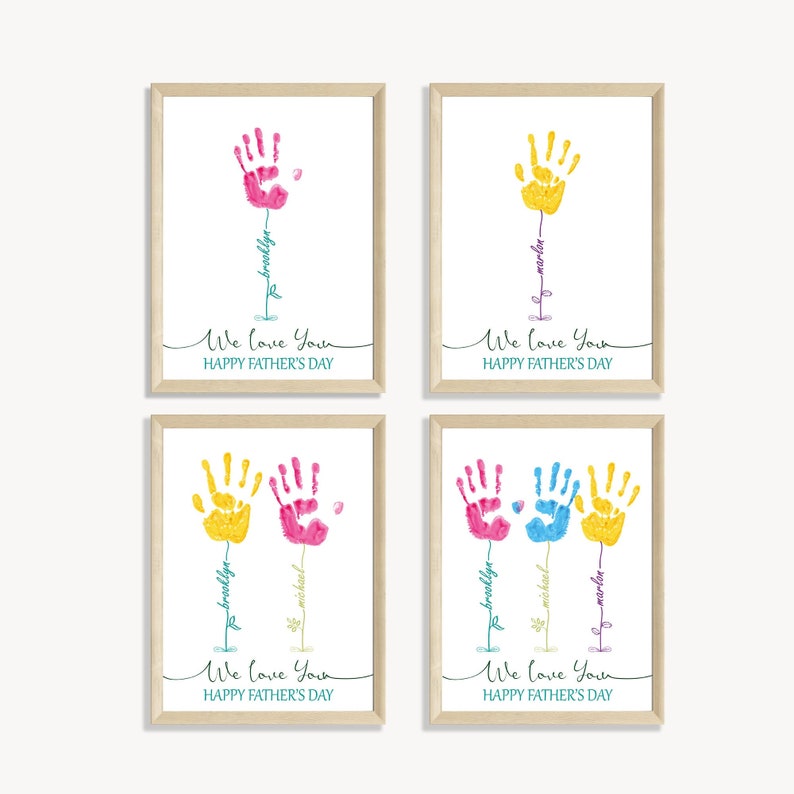 Custom Names Fathers Day Handprint Craft Art for Dad Handprint Fathers ...