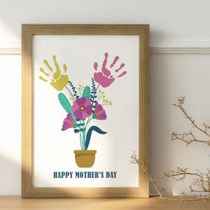 Mothers Day Flower Handprint Craft Art for Mom, Handprint Craft Grandma ...
