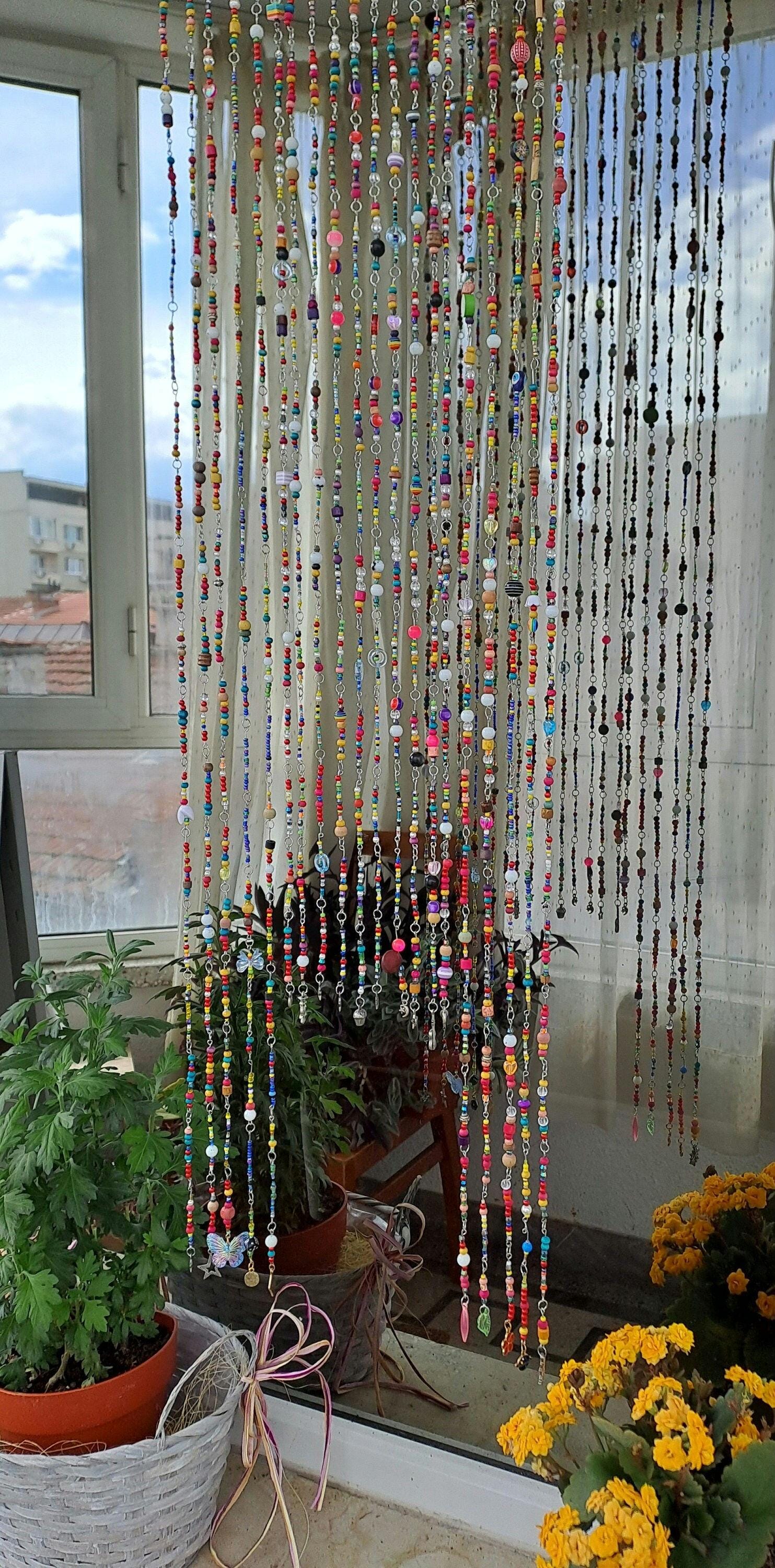 Handmade Beaded Window/door Curtain,unique Boho Window Decor , Eclectic ...