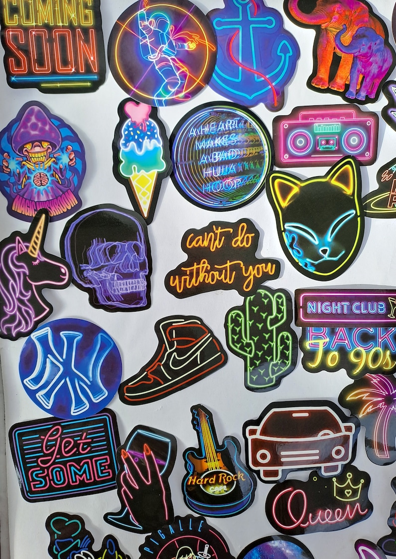 Neon Light Sticker Pack Mystery 5 Pack Kawaii Stickers - Etsy