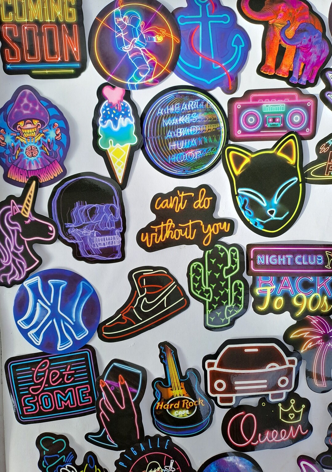 Neon Light Sticker Pack Mystery 5 Pack Kawaii Stickers - Etsy