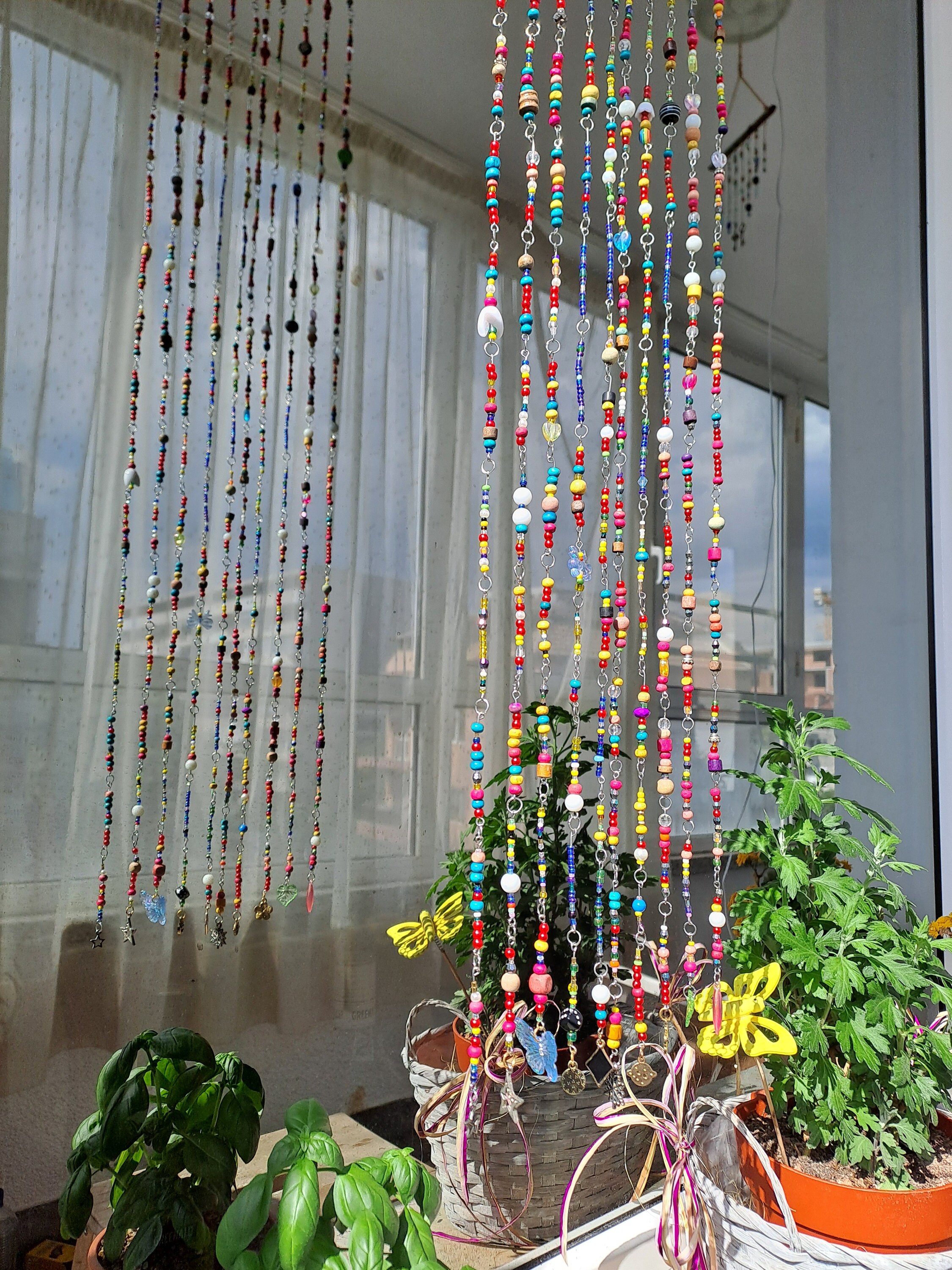 Handmade Beaded Window/door Curtain,unique Boho Window Decor , Eclectic ...