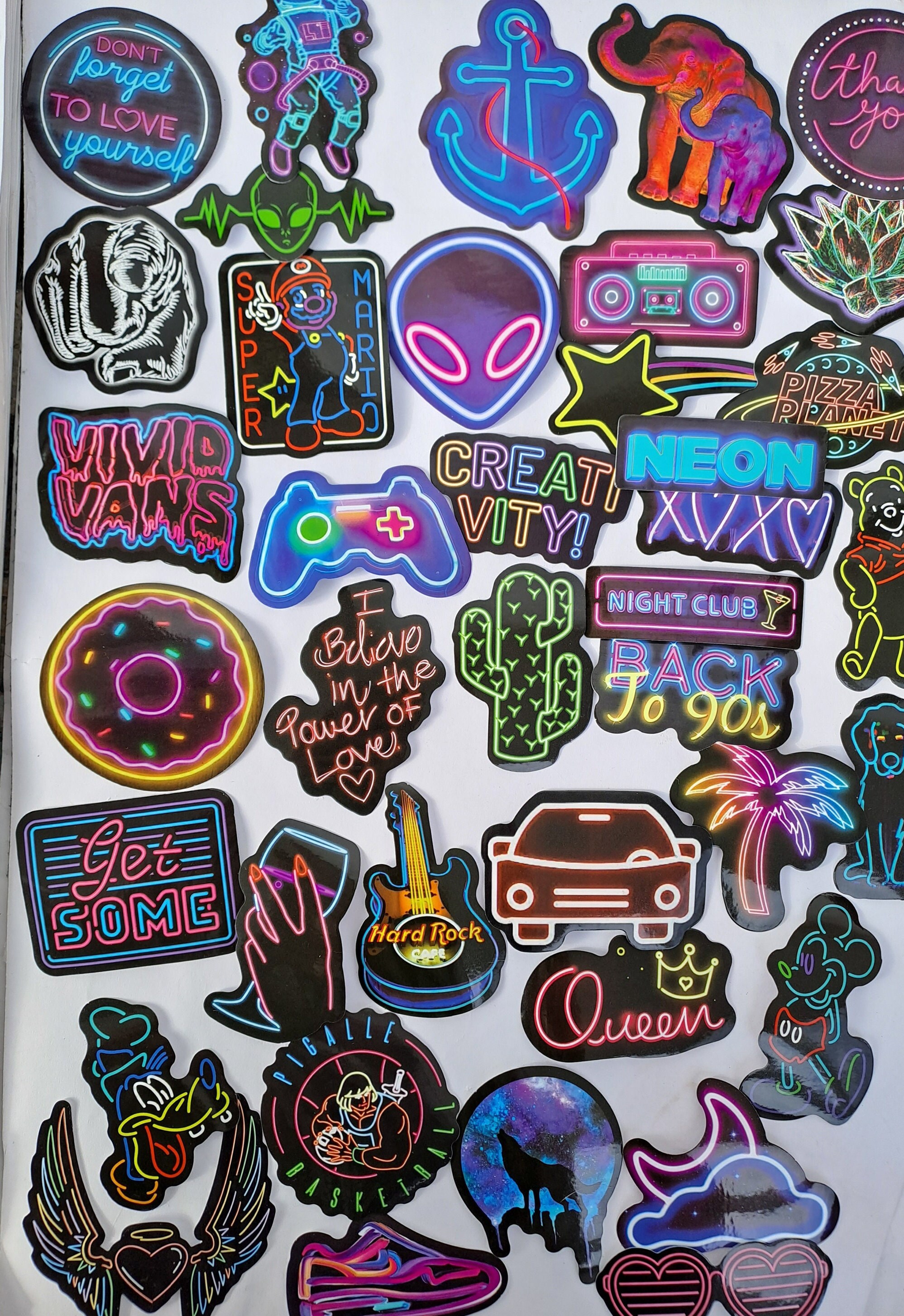 Neon Light Sticker Pack Mystery 5 Pack Kawaii Stickers - Etsy