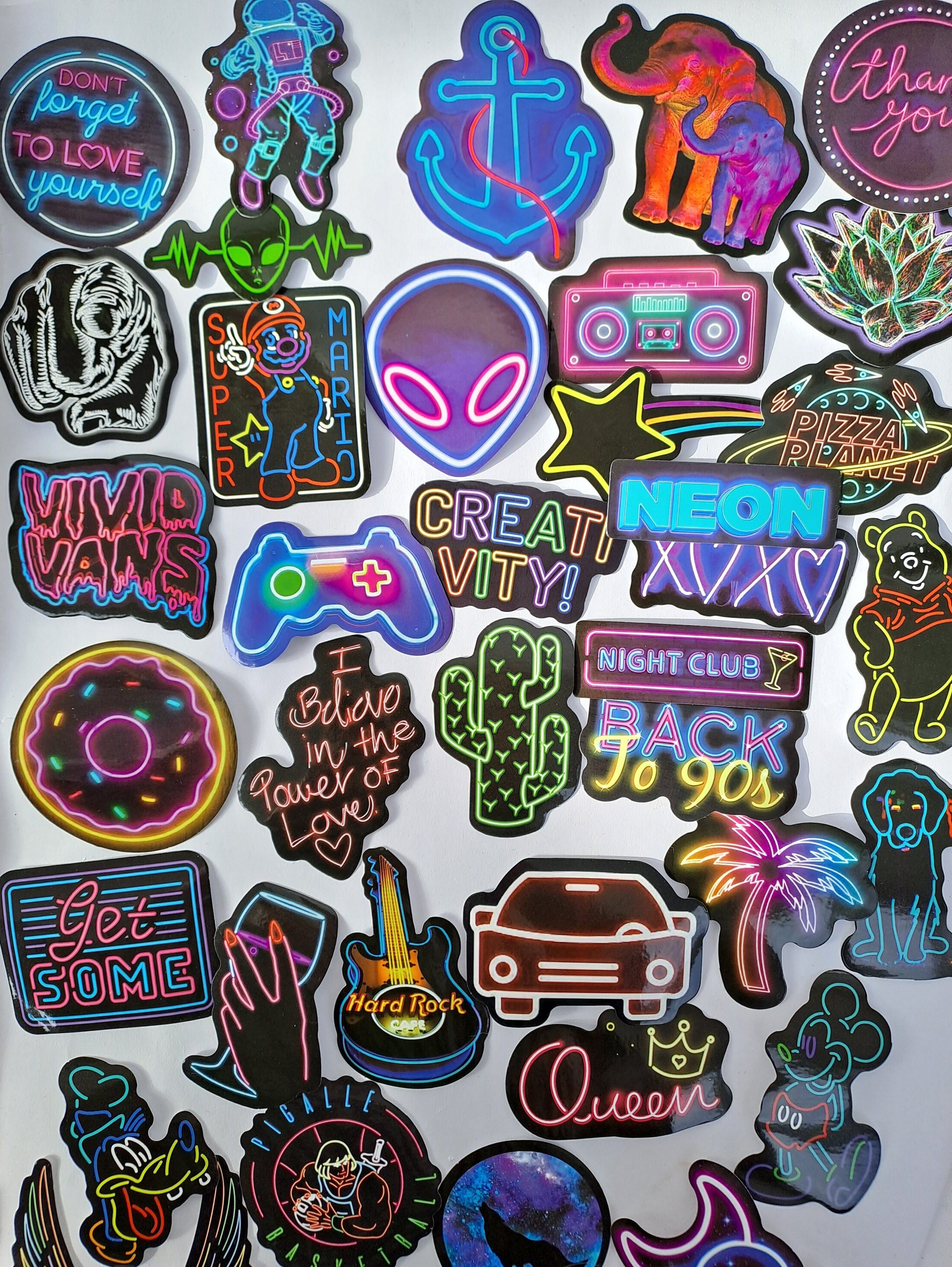 Neon Light Sticker Pack Mystery 5 Pack Kawaii Stickers - Etsy