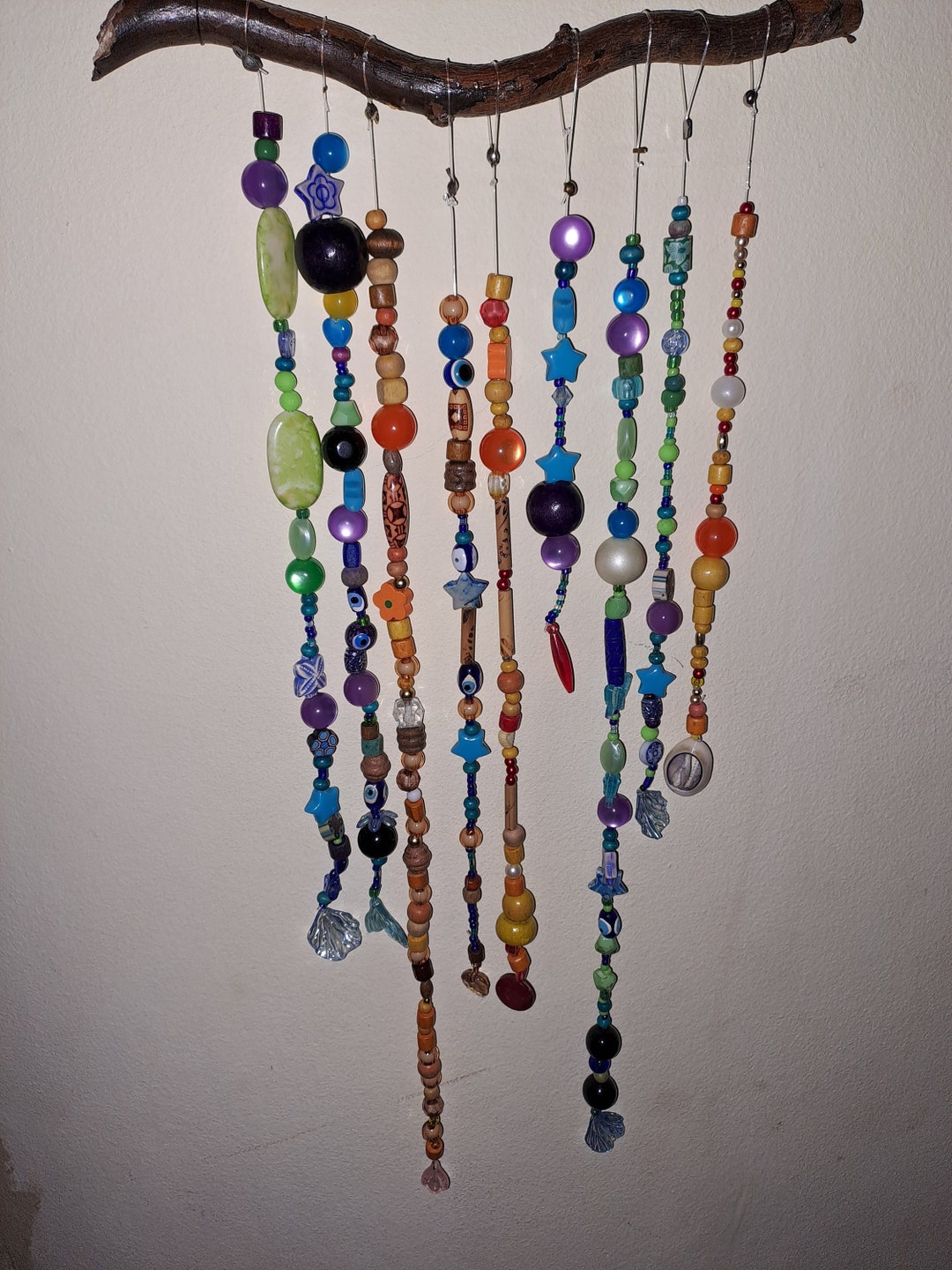 Beaded Suncatcher , Drift Wood Windchimes , Beaded Windchime , Beaded ...