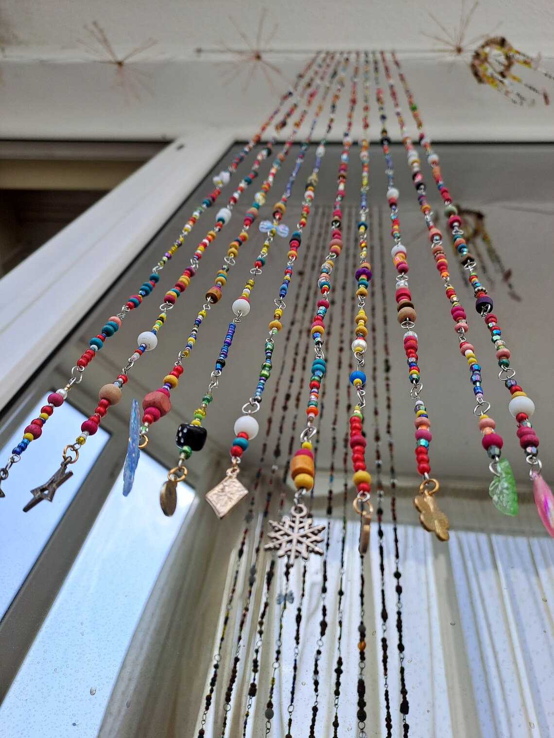 Handmade Beaded Window/door Curtain,unique Boho Window Decor , Eclectic ...