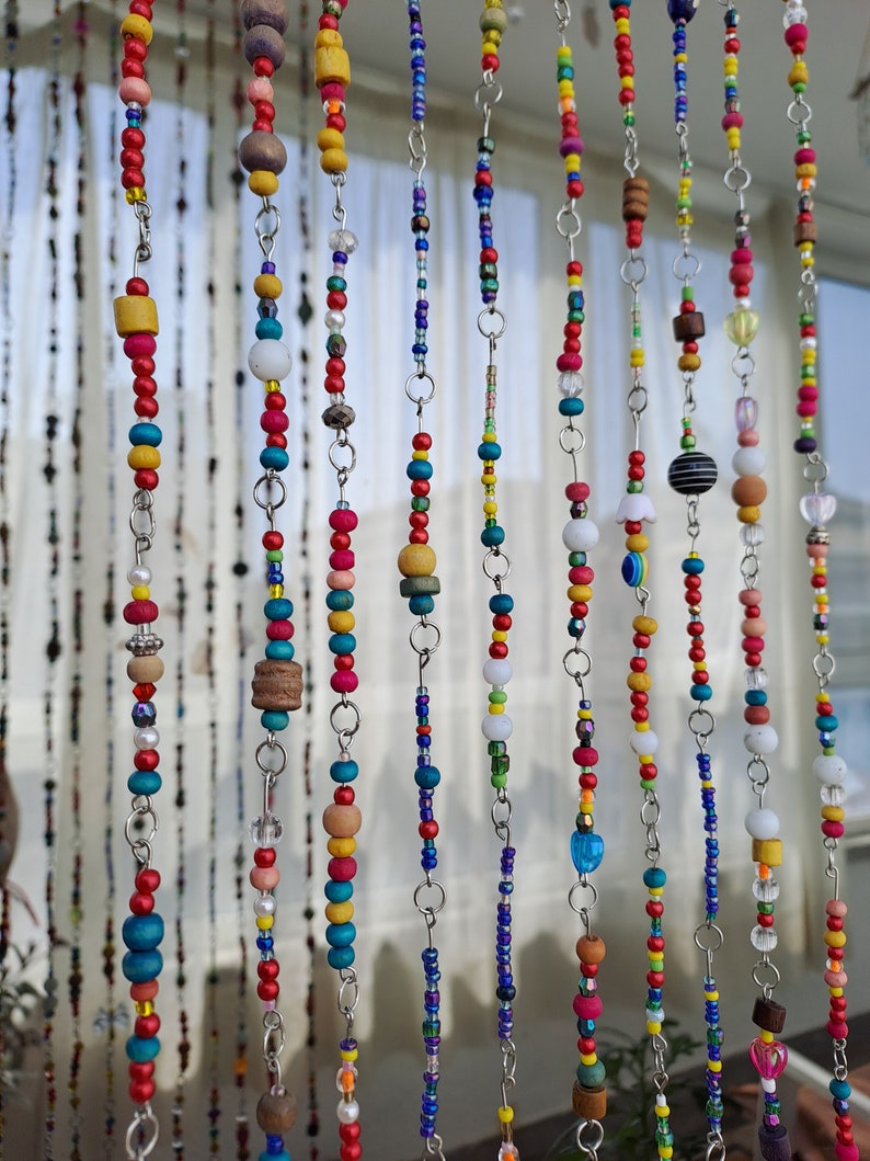 Handmade Beaded Window/door Curtain,unique Boho Window Decor , Eclectic ...