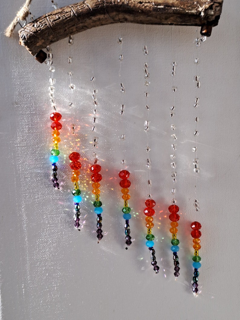 Rainbow Suncatcher,driftwood Chakras Suncatcher,lgbt Pride Suncatcher ...