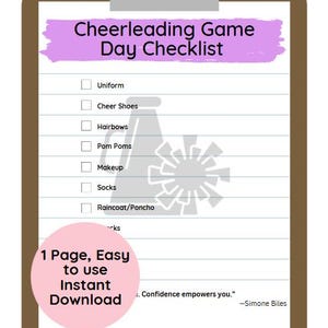 Cheerleading Checklist - Etsy