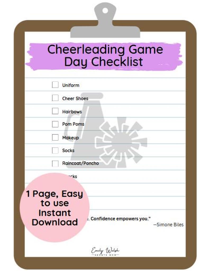 Cheerleading Checklist - Etsy