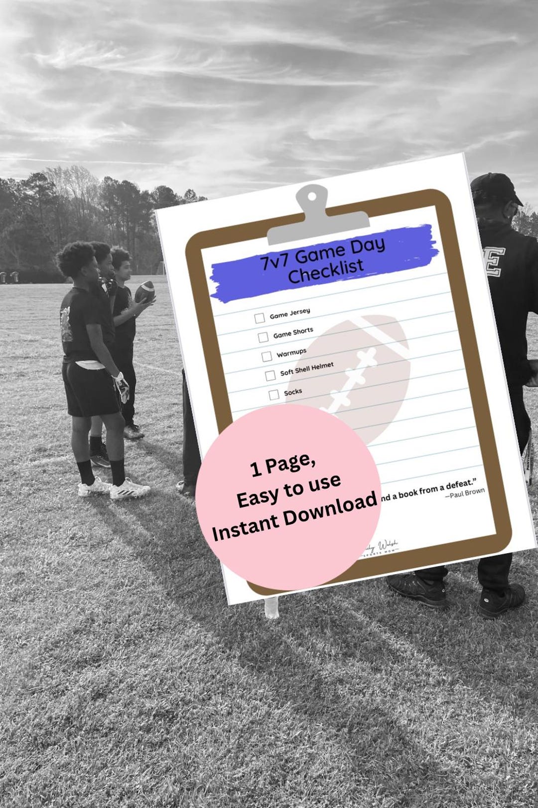 Printable 7v7 Football Packing List | Youth 7v7 Football Equipment ...