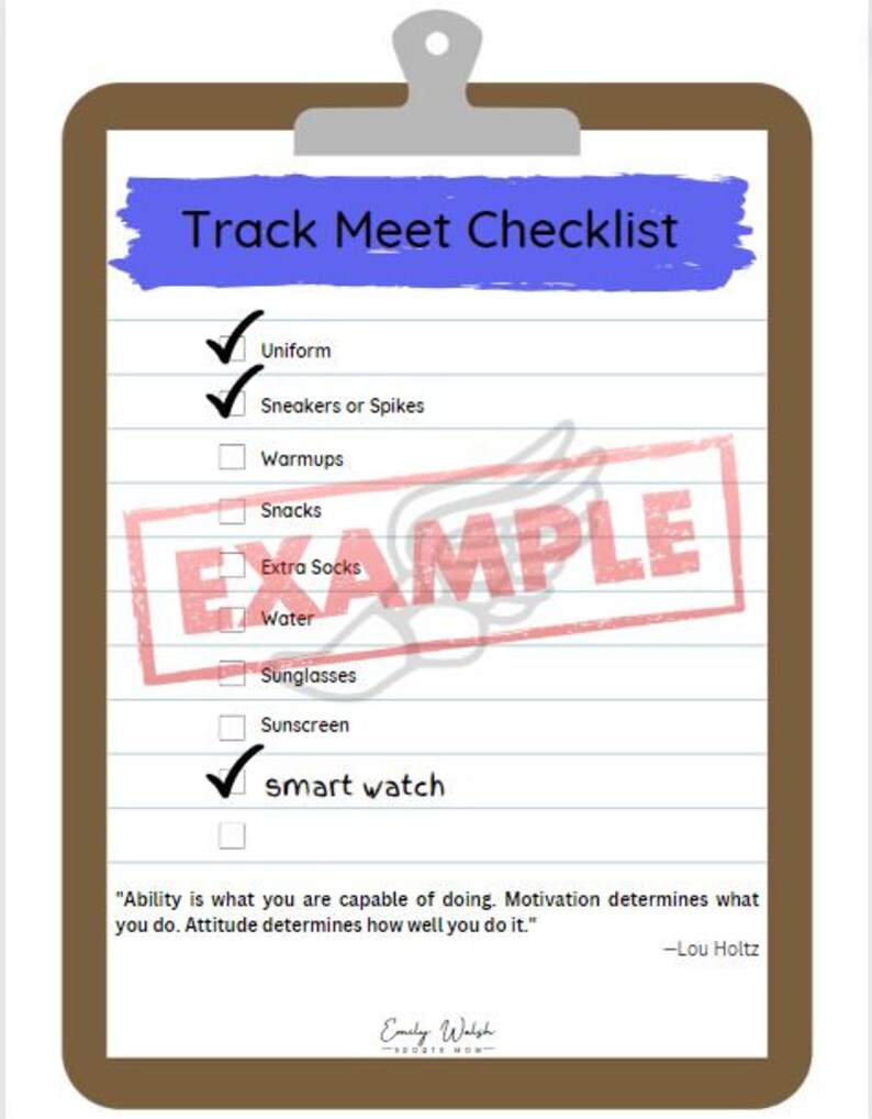 Track Meet Checklist - Etsy