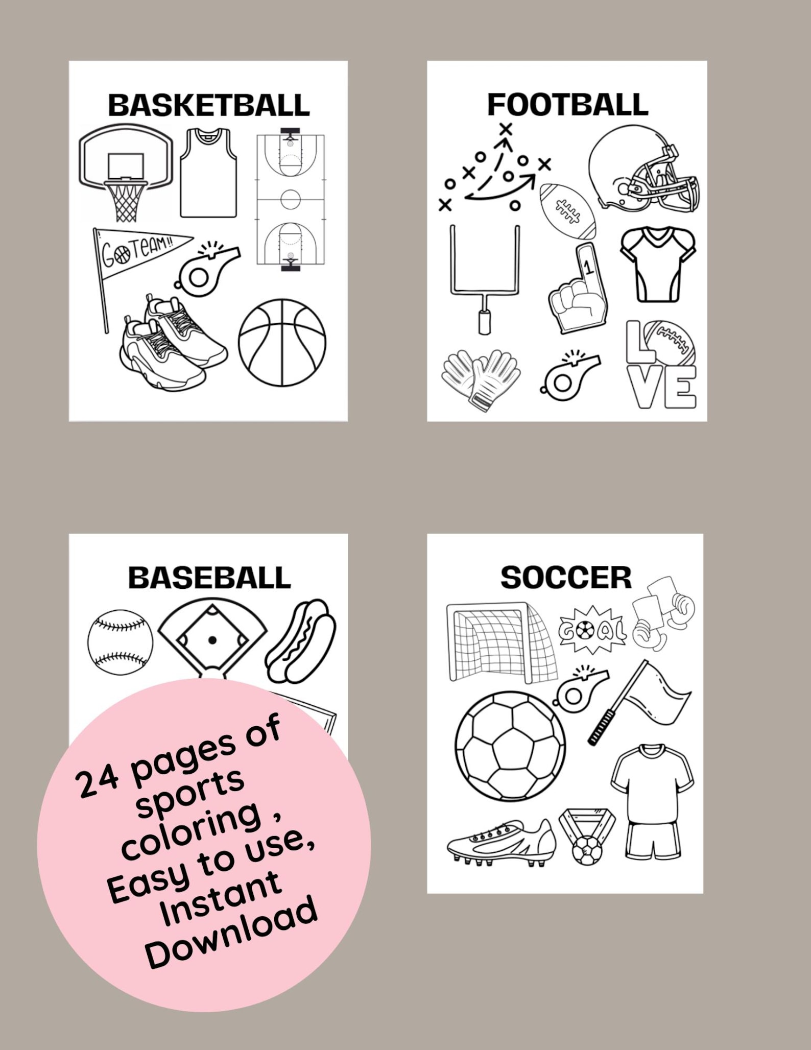 Sports Coloring Book - Etsy