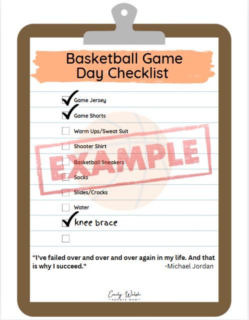 Printable Basketball Packing List | Youth Basketball Game Day Readiness ...
