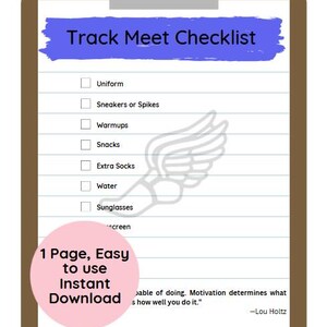 Printable Track Packing List | Youth Track Meet Day Readiness Checklist ...